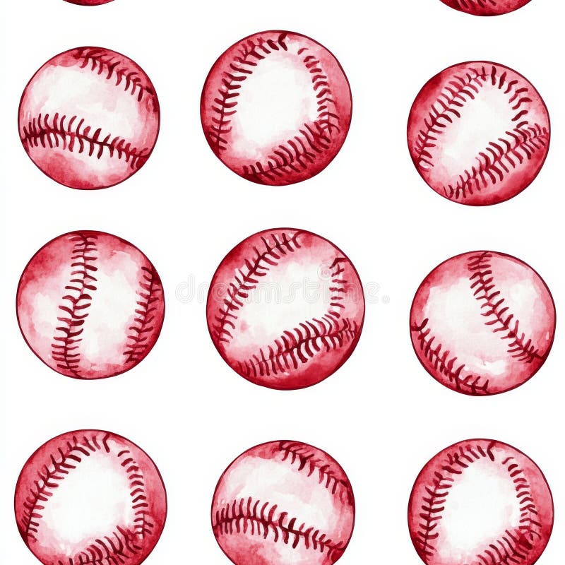 Watercolor of Baseball (seamless, Repeatable, Tile-based) Stock Photo ...