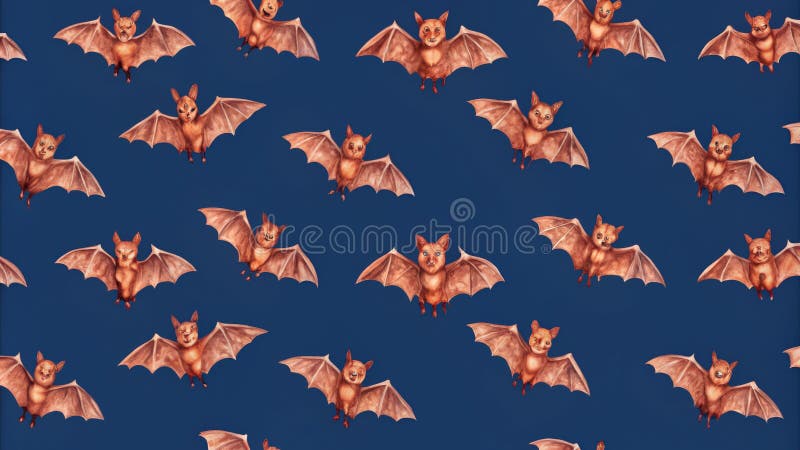 Watercolor Bats Seamless Pattern, Dark Blue Background, Cute ...