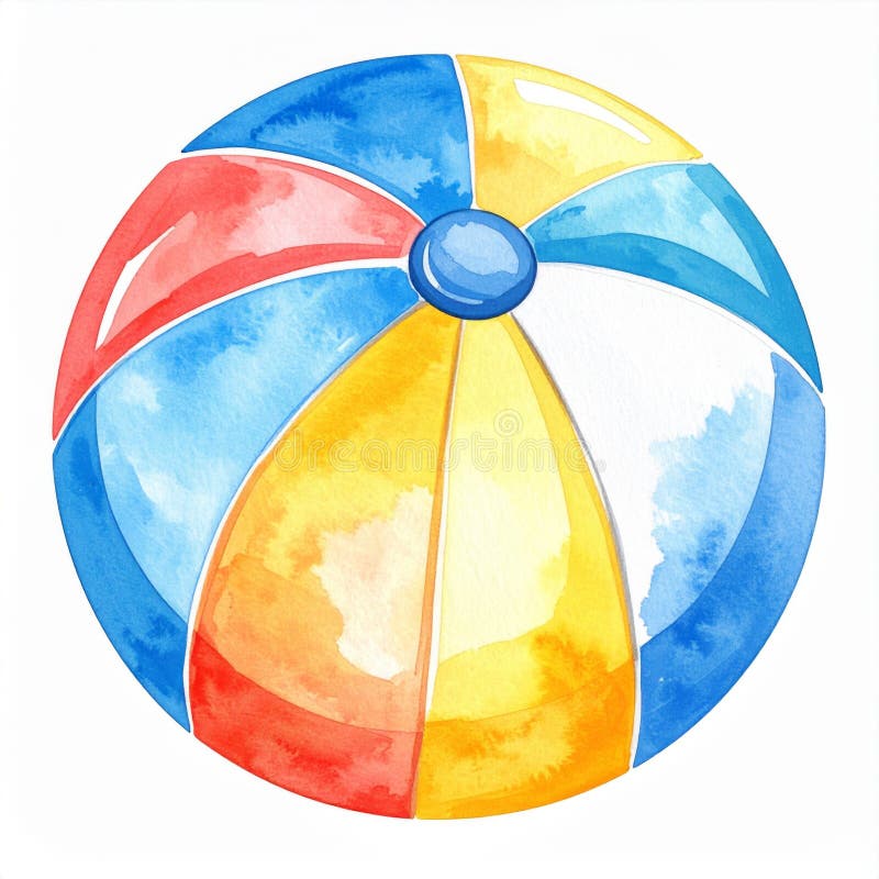 Watercolor Beach Ball Illustration Stock Illustration - Illustration of ...