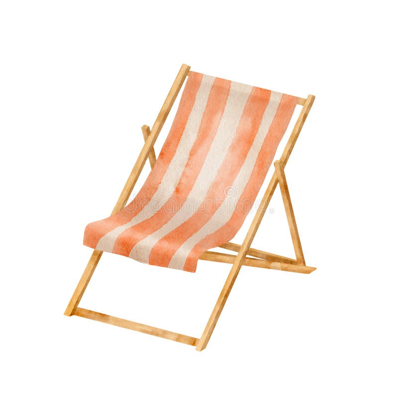 Watercolor Beach Vacation Set Hand Drawn Beach Umbrella Deckchair