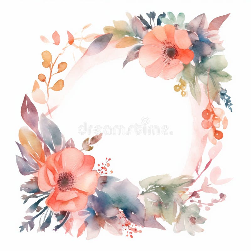 Watercolor Beautiful Flower Frame Generative AI Stock Illustration ...