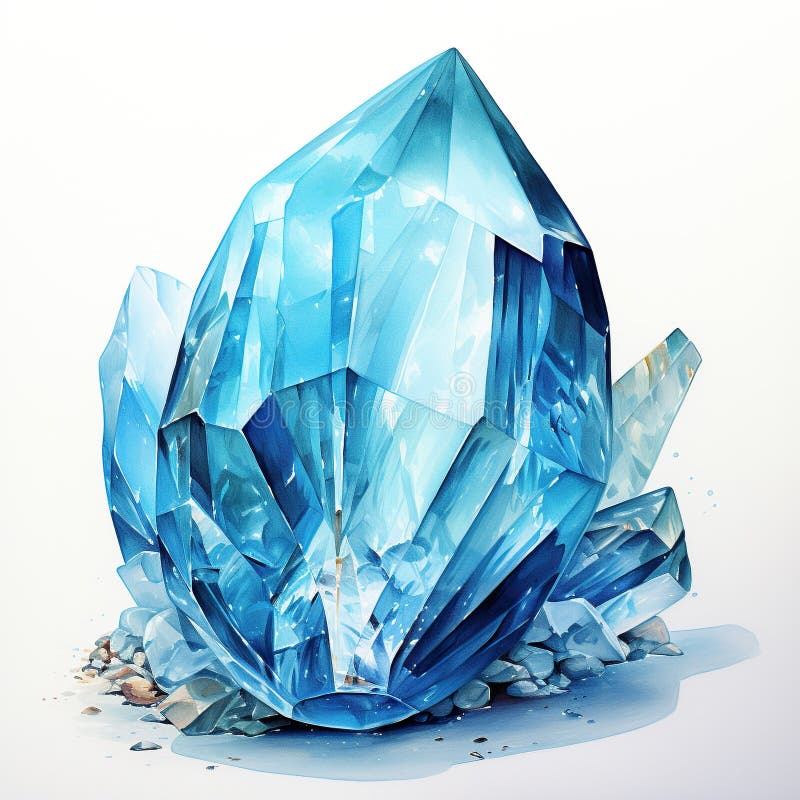 Watercolor Beautiful Gem Stones on White Background. Generative AI ...