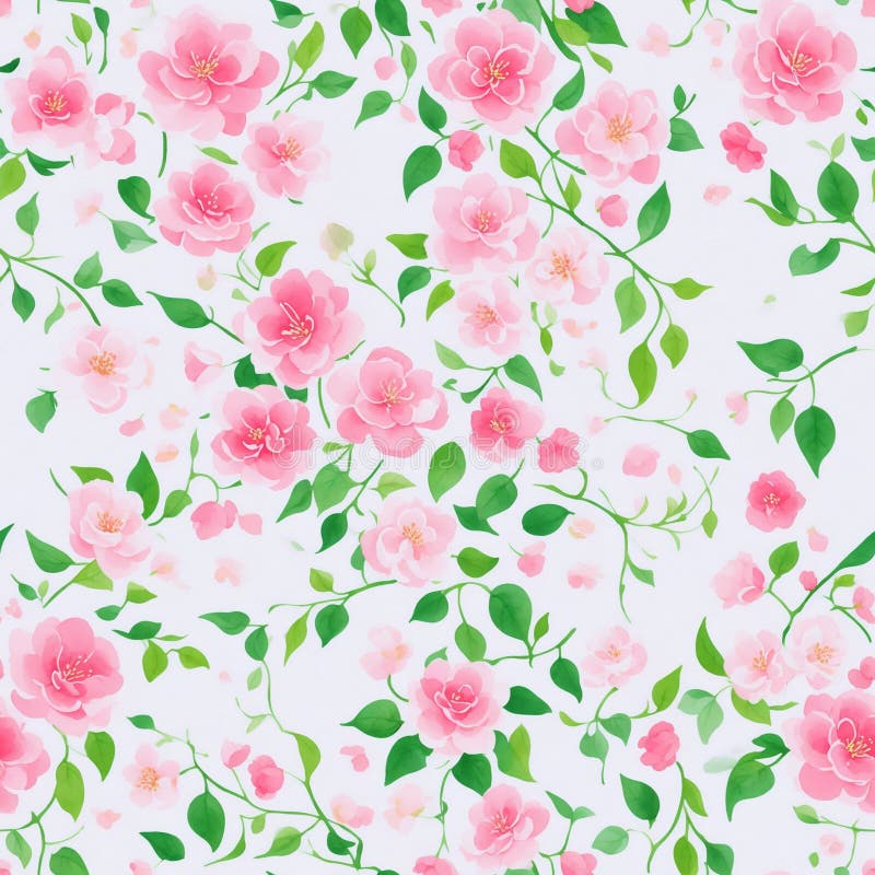 Watercolor Beautiful Pink Cherry Flower, Tile Seamless Repeating ...