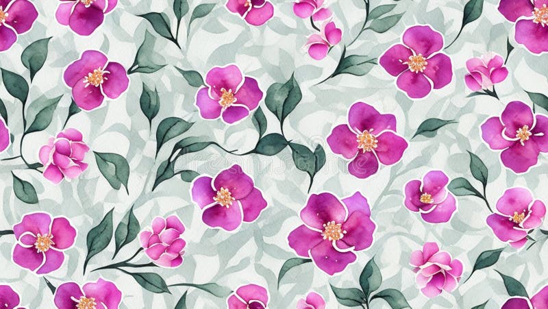 Watercolor Beautiful Purple Plum Flower, Creative Tile Seamless ...