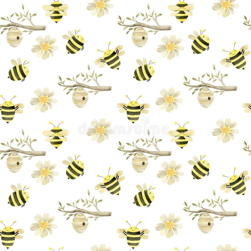 Watercolor bees. stock photo. Illustration of greeting - 308926970