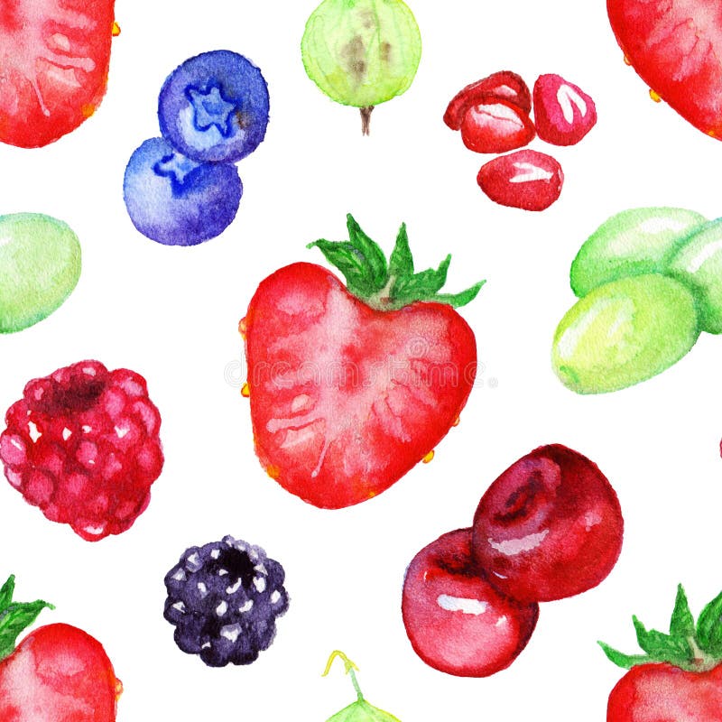 Watercolor Berry Mix Seamless Pattern Texture Background Stock ...
