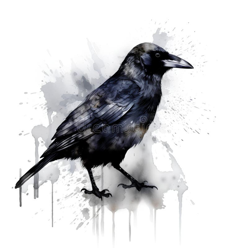 Black Crow in Low Poly Style on White Background. Vector Illustration ...