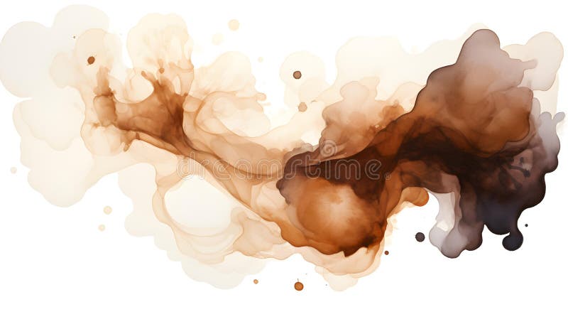Dark Brown Watercolor Blobs on White Background. Artistic Presentation ...