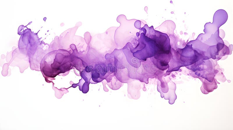 Purple Watercolor Blobs on White Background. Artistic Presentation ...