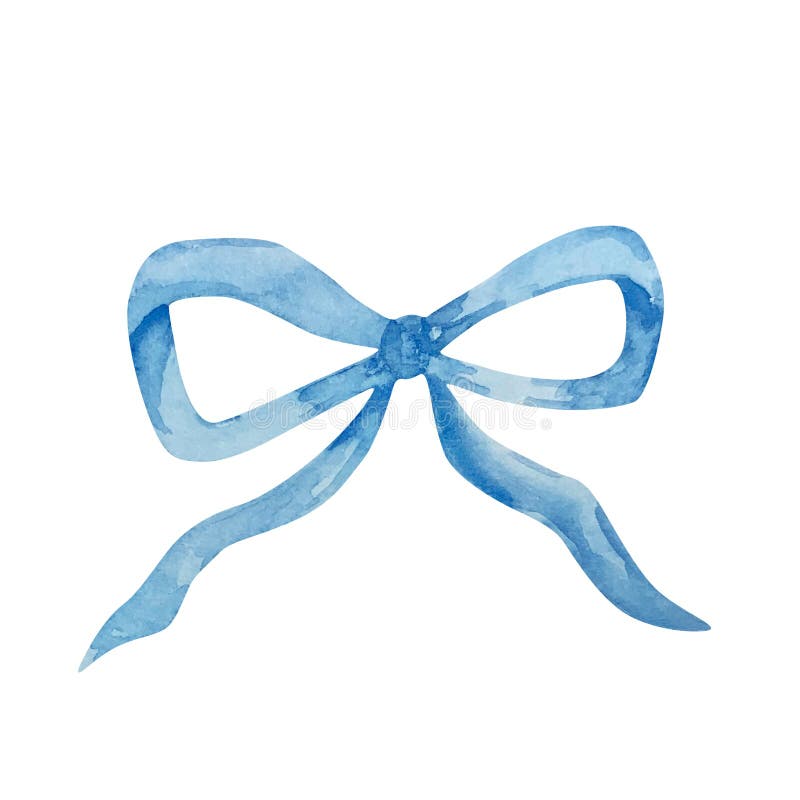 Watercolor blue bow ribbon stock illustration. Illustration of isolated ...