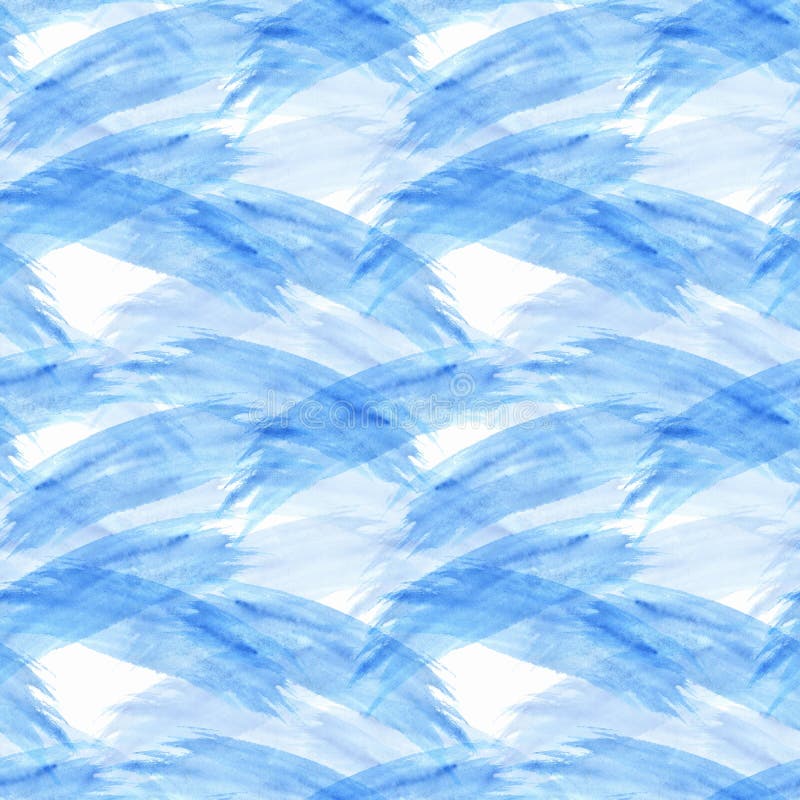 Watercolor Blue Brushstrokes, Seamless Pattern Stock Illustration ...