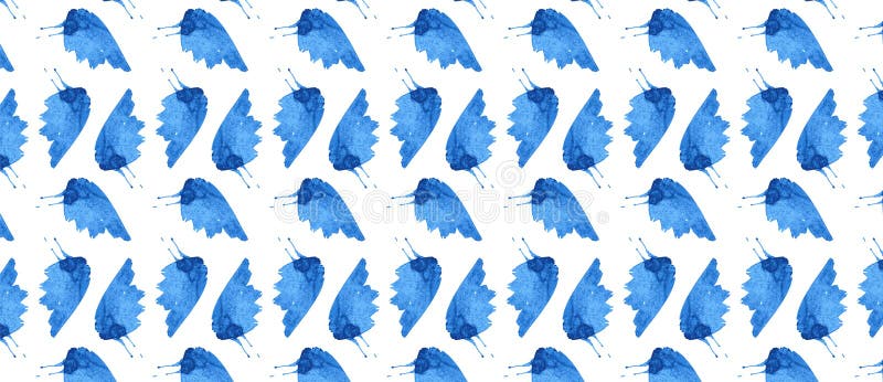 Watercolor Blue Butterfly Pattern. Stock Vector - Illustration of ...