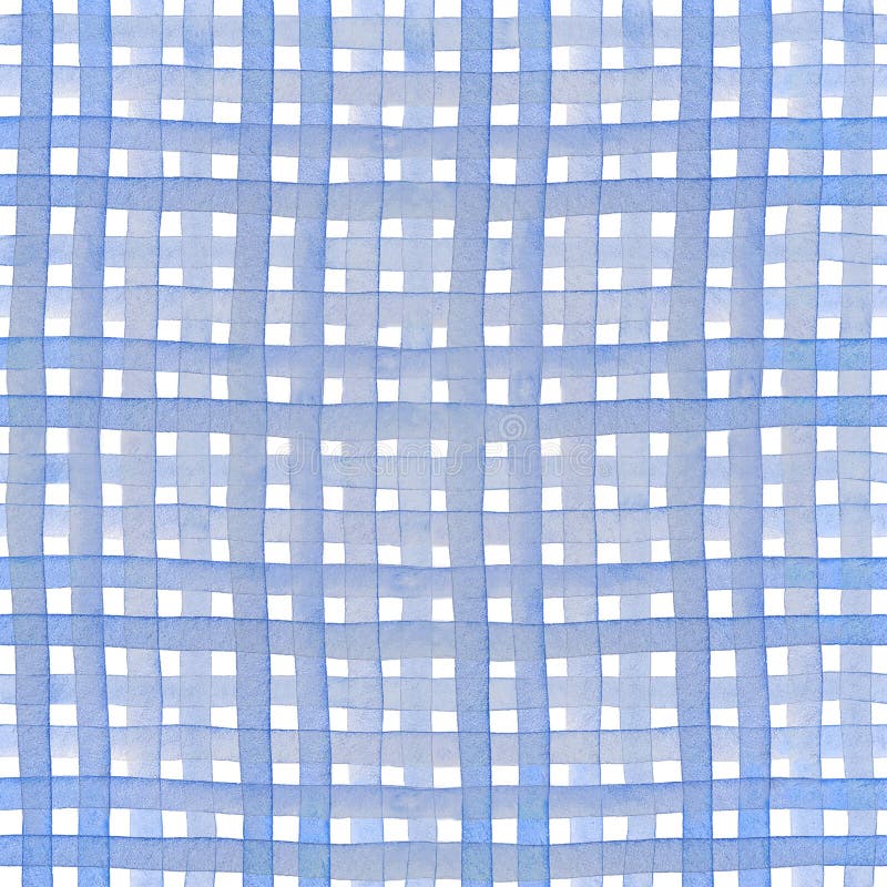 Watercolor Blue Checkered Pattern Seamless Stock Image - Image of ...