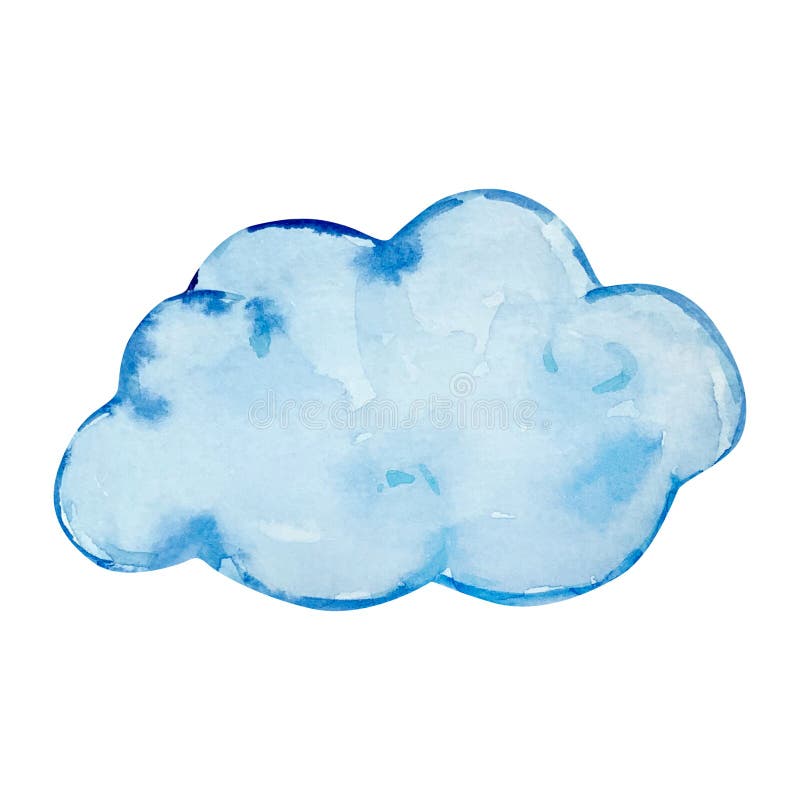 Watercolor Blue Cloud, Nursery Stock Illustration - Illustration of ...