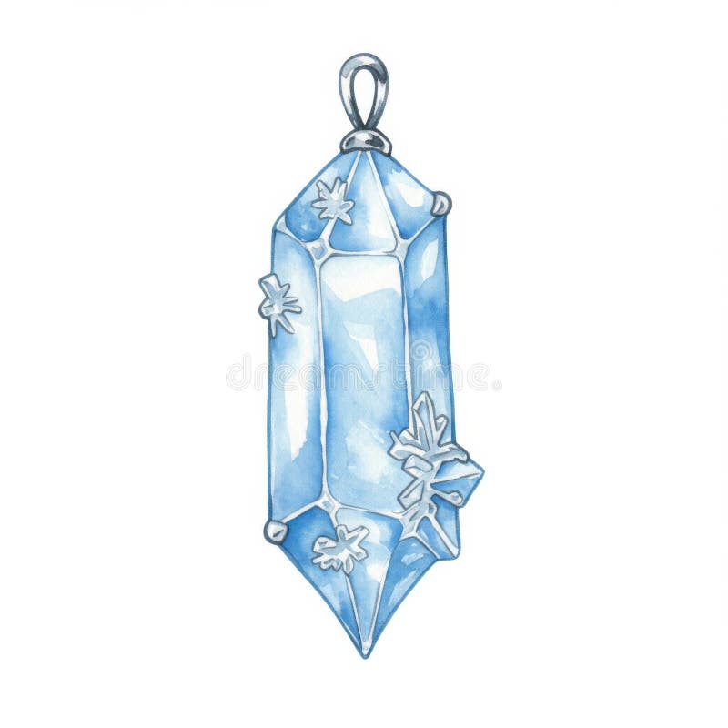Watercolor Blue Crystal Pendant with Snowflake Details Stock ...
