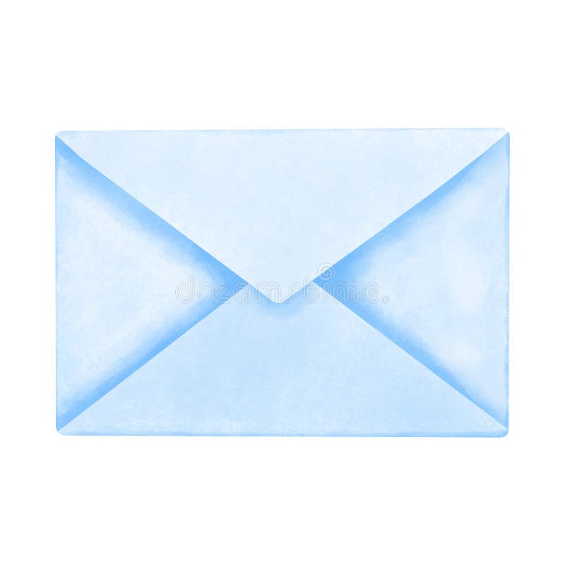 Watercolor Blue Envelope with Illustration Isolated on White Background ...