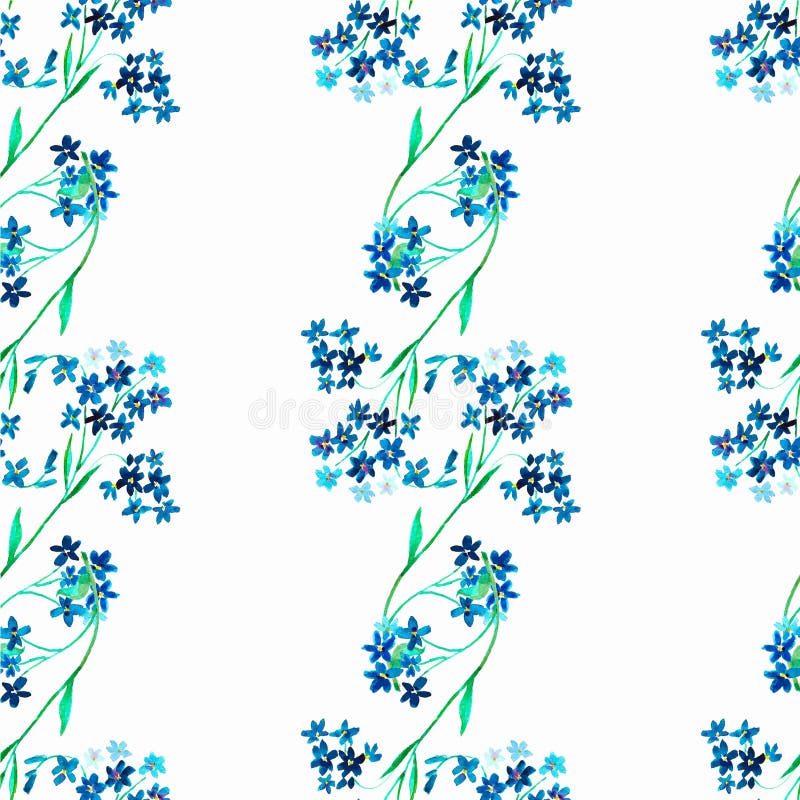 Watercolor Blue Flower. Seamless Pattern Stock Illustration ...