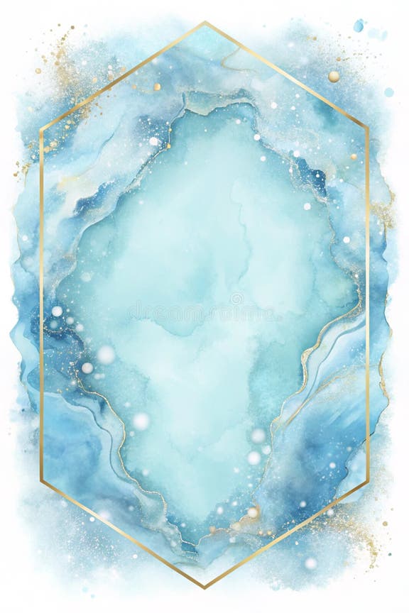 Watercolor Blue and Gold Geode Frame Stock Illustration - Illustration ...