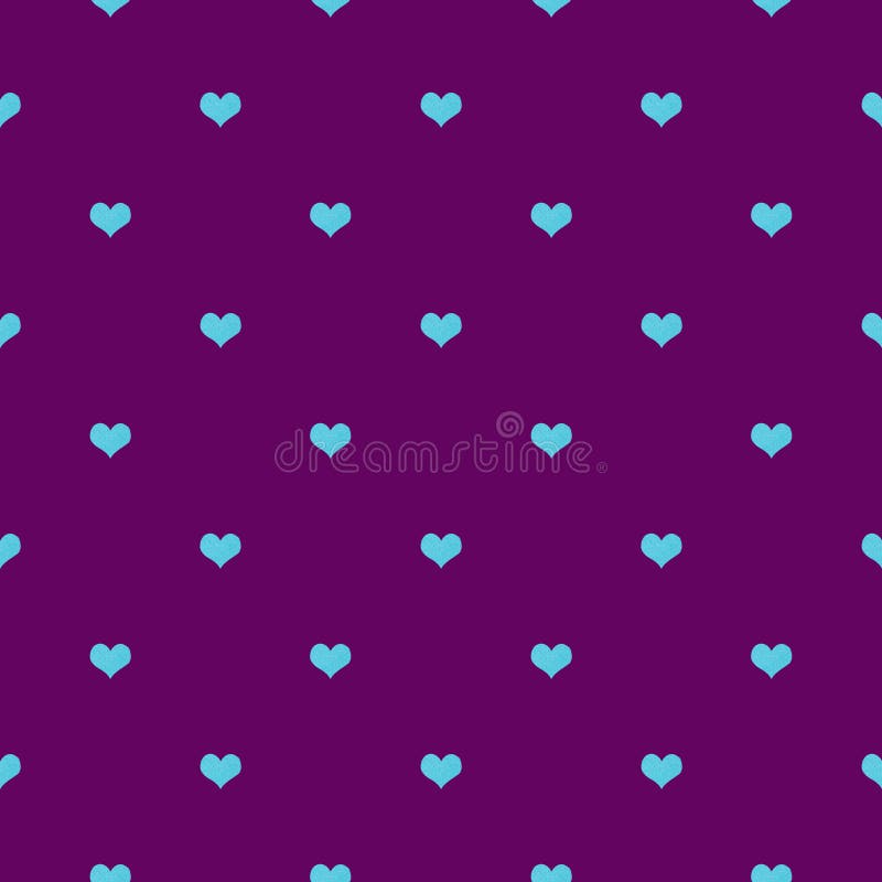 Watercolor Blue Heart Pattern on the Purple Background Stock ...