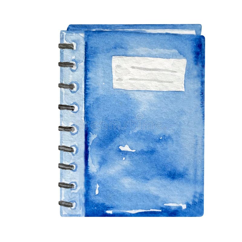Watercolor Blue Spiral Notebook Stock Image - Image of education, cover ...