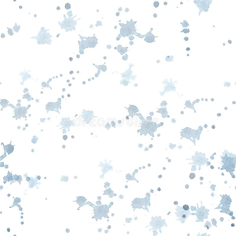 Watercolor Blue Splash and Splattered Seamless Pattern. Winter or Water ...