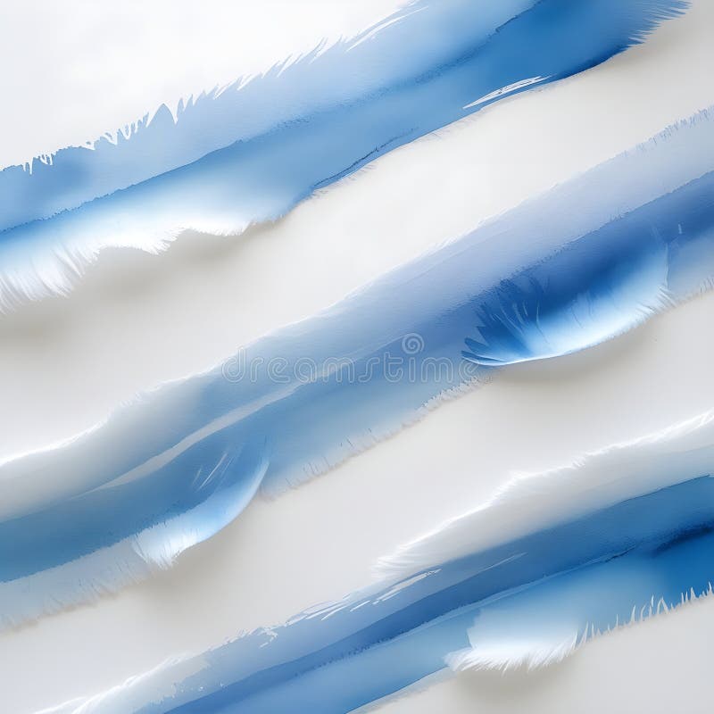 Watercolor Blue Stripe Seamless Pattern on White Background. Stock ...