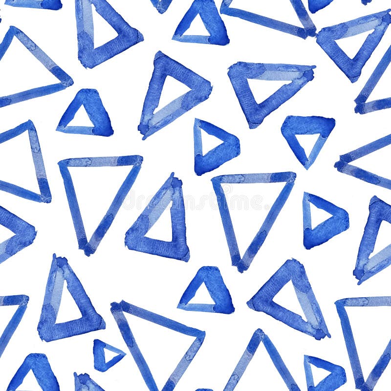 Watercolor Blue Triangles Seamless Pattern Stock Illustration ...