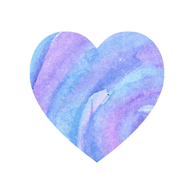 Watercolor Light Blue and Violet Heart Stock Illustration ...