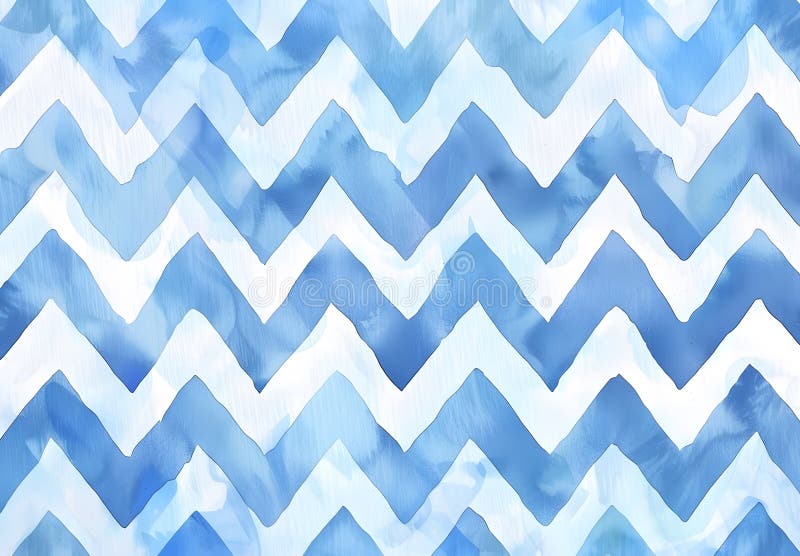 Watercolor Blue and White Chevron Pattern Stock Illustration ...