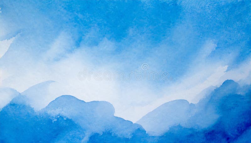Watercolor Blue and White Gradient, Abstract Winter Background, Light ...