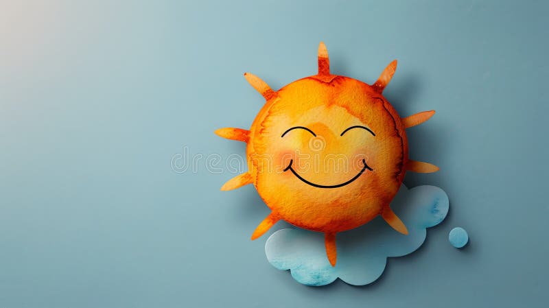 Watercolor Boho Birthday Card with a Cheerful Sun Stock Illustration ...