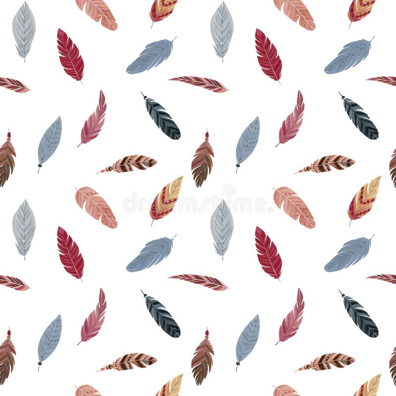 Watercolor Boho Seamless Pattern. Stock Image - Illustration of design ...