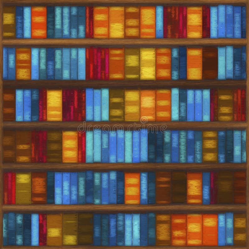 Watercolor Book Shelves Bright Colors Texture. Books Mixed for Reading ...