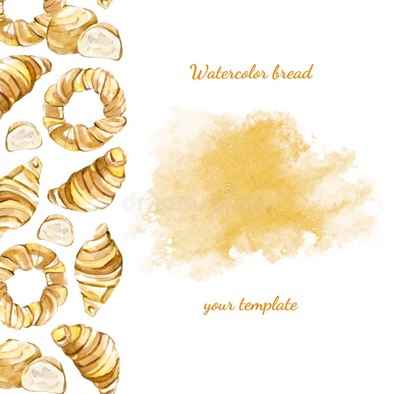 Watercolor Bread, Baking - Frame Stock Illustration - Illustration of ...
