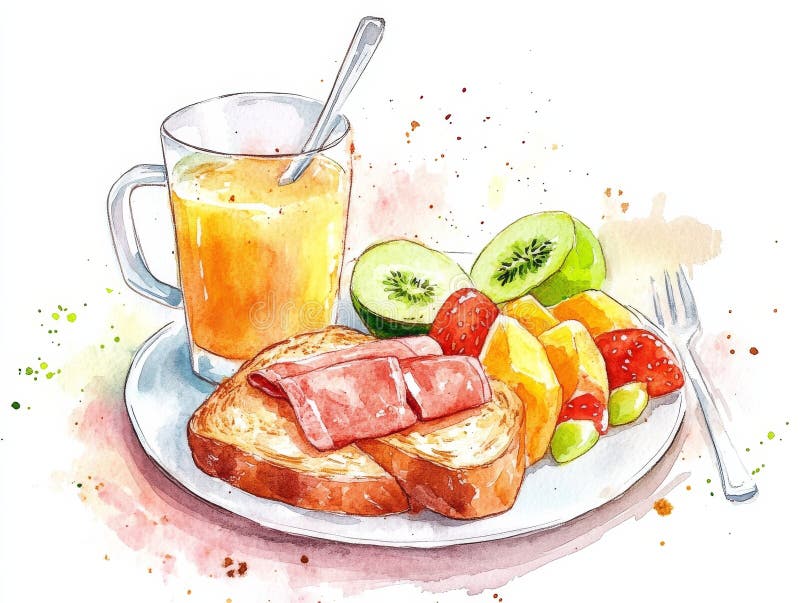 Breakfast in Toast with Eggs and Bacon. Hand Draw Sketch Vector Stock ...
