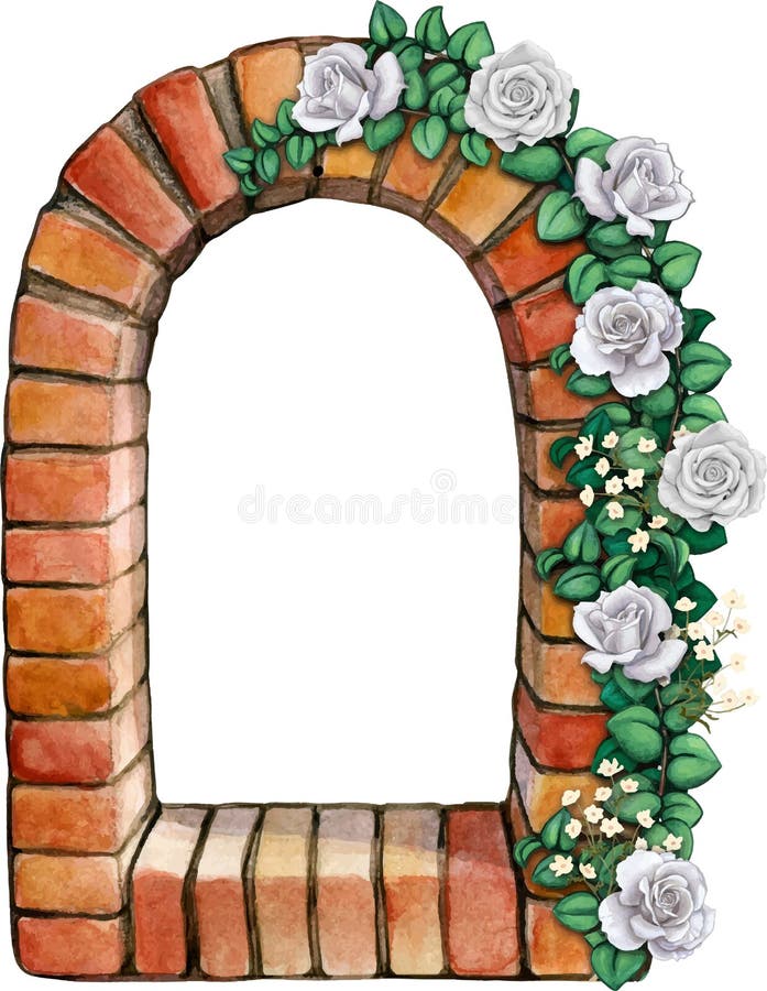 Watercolor Brick Arch European Style Stock Vector - Illustration of ...