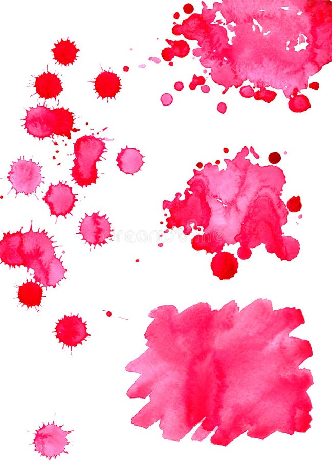 Watercolor Bright Pink Spot Blob Blot Isolated Set Vector Stock Vector ...