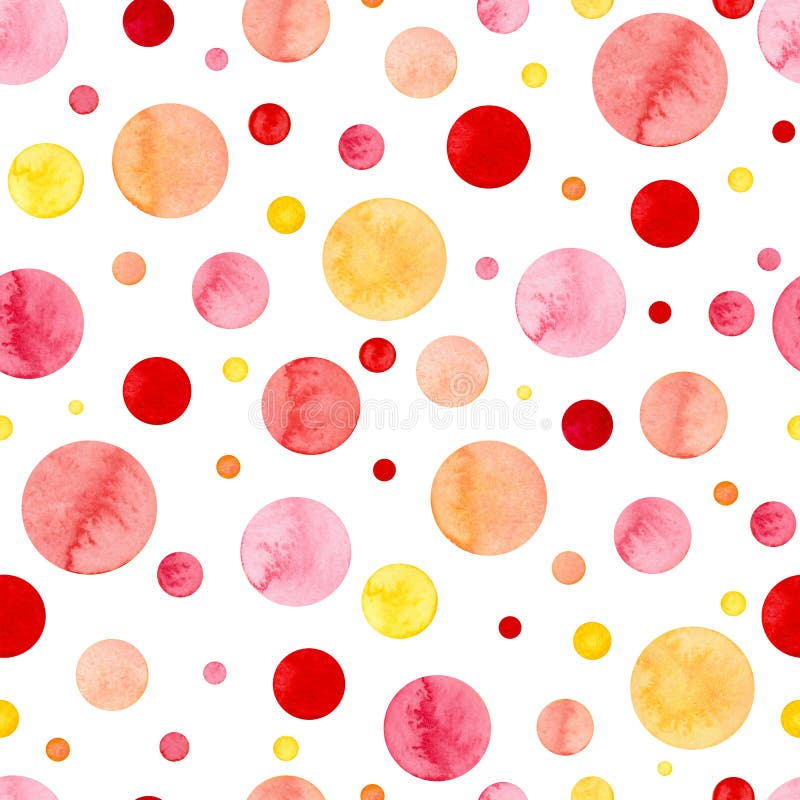 Watercolor Bright Red Circles Seamless Geometric Pattern Stock ...