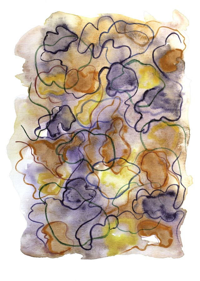 Watercolor Brightly Colored Surface with Curves and Shapes. Stock ...