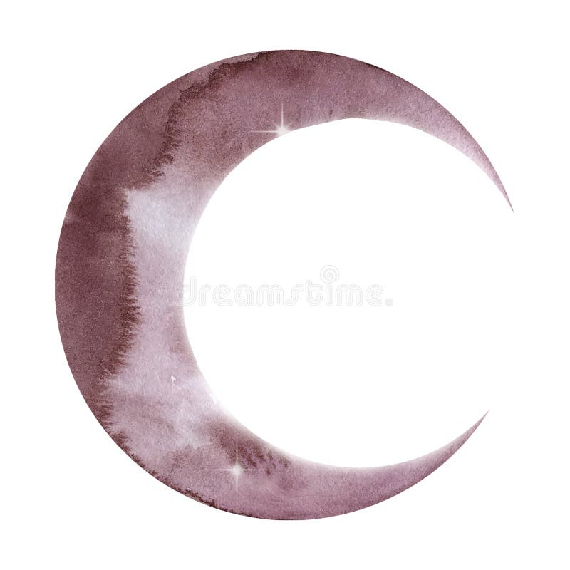 Watercolor Brown Crescent Moon Stock Illustration - Illustration of ...