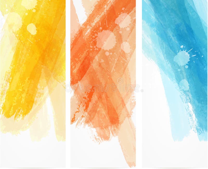 Watercolor Brushed Lines Banners Stock Vector - Illustration of ...