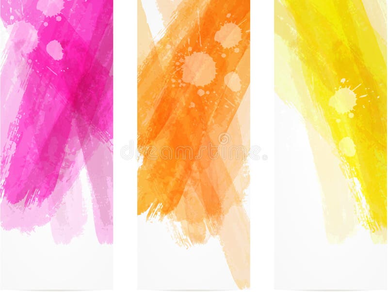 Watercolor Brushed Lines Banners Stock Vector - Illustration of paint ...