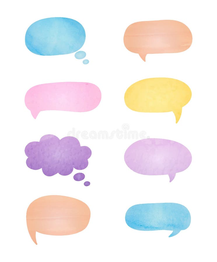 Watercolor Bubble Speech Vector Set Stock Vector - Illustration of ...