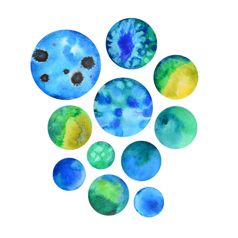 Watercolor Bubbles in Blue Color Stock Illustration - Illustration of ...