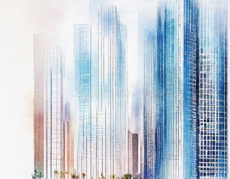 Watercolor of Building Facade with Architectural Stock Illustration ...