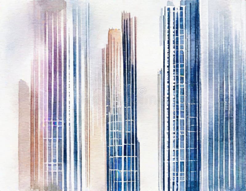 Watercolor of Building Facade with Architectural Stock Illustration ...