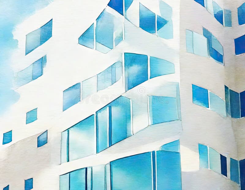 Watercolor of Building Home House Design Sink Stock Illustration ...