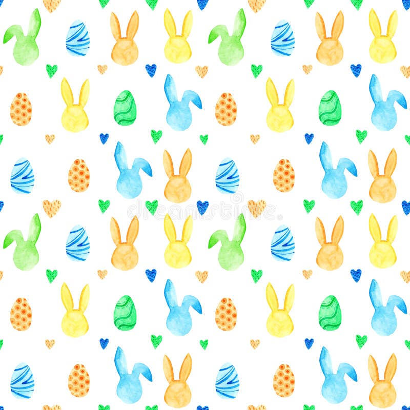 Watercolor Bunny Seamless Pattern. Easter Holidays. for Design, Card ...