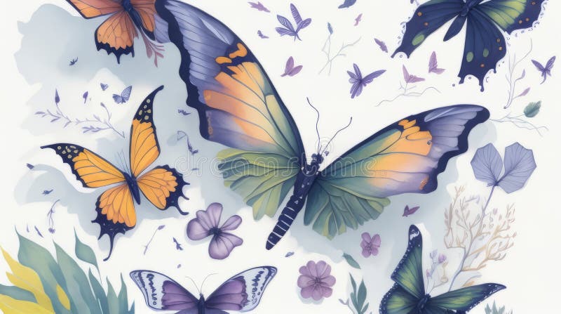 Real Butterfly Seamless Pattern Stock Illustrations – 25 Real Butterfly ...