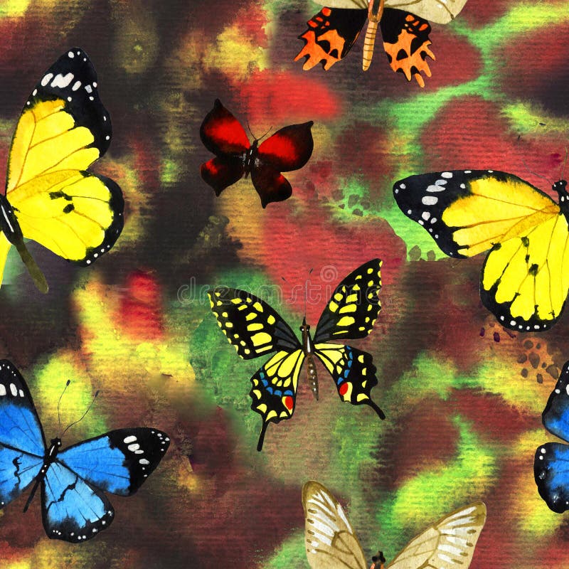 Watercolor Butterfly Pattern Raster Stock Illustrations – 146 ...